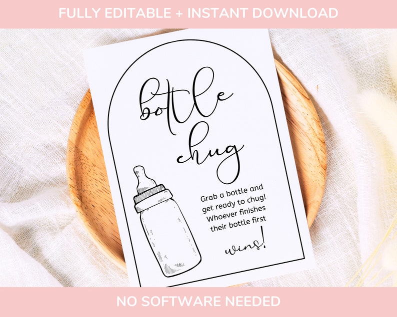 Baby Shower Game | Bottle Chug | Oh Baby | Instant Download | Printable ...