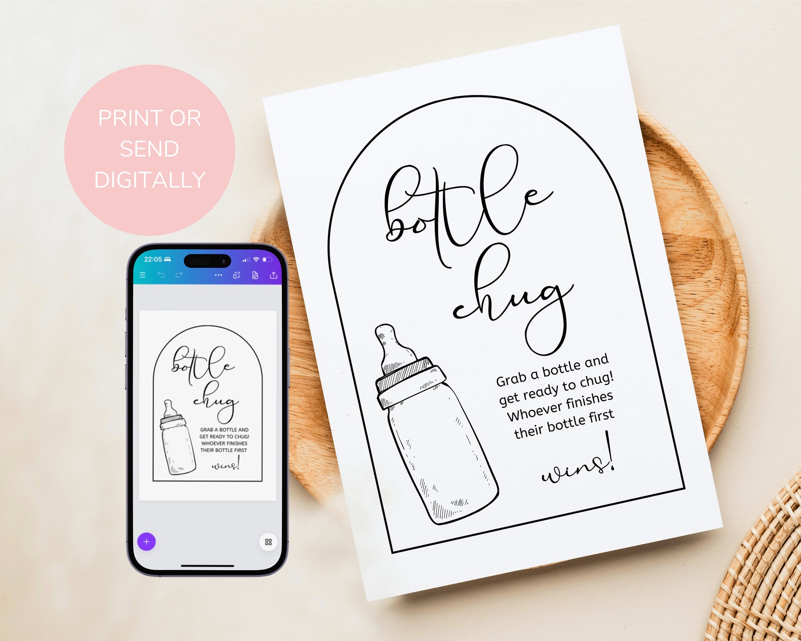 Baby Shower Game | Bottle Chug | Oh Baby | Instant Download | Printable ...