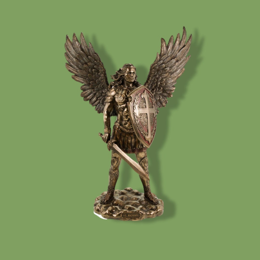 Archangel Michael Figurine in Armor Statue Wielding Sword and Shield ...