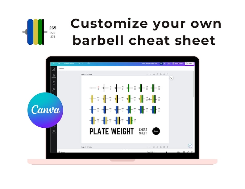 Barbell Weight Chart (digital Template) - Etsy