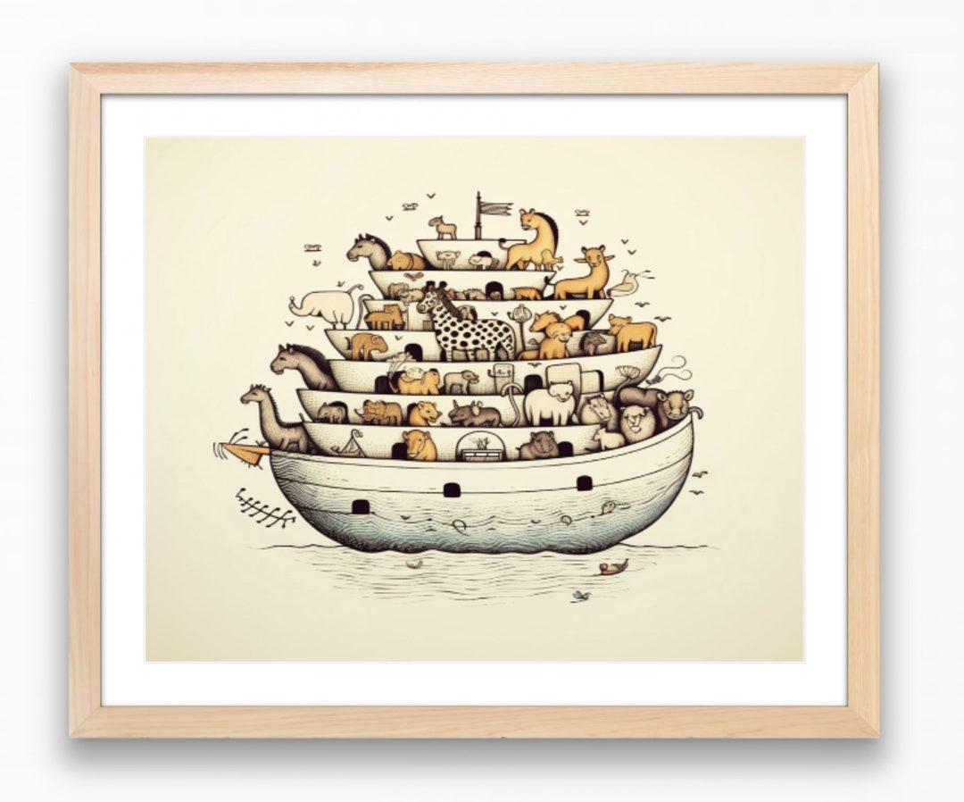 Noah's Ark - Whimsical Animal Illustration Wall Art || DIGITAL DOWNLOAD ...