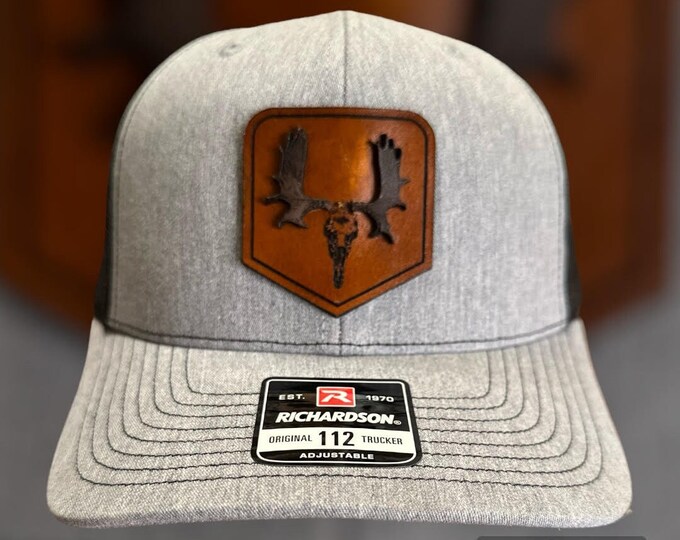 Moose Skull, Leather Patch, Hat - Etsy