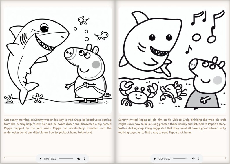 Baby Shark and Peppa Pig Coloring Book About Friendship and Adventure ...
