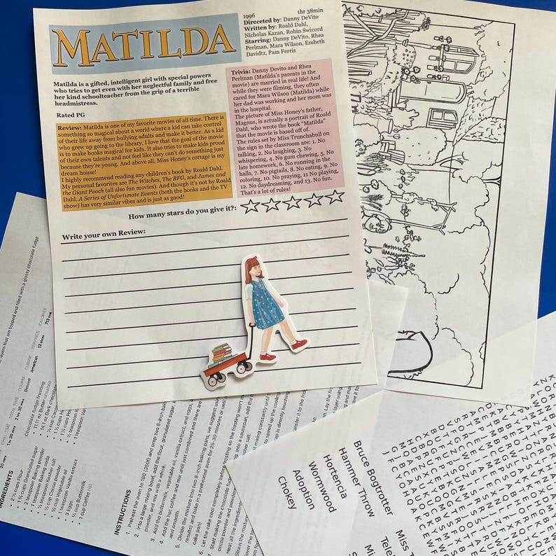 Matilda Movie Sticker and Activity Set - Etsy