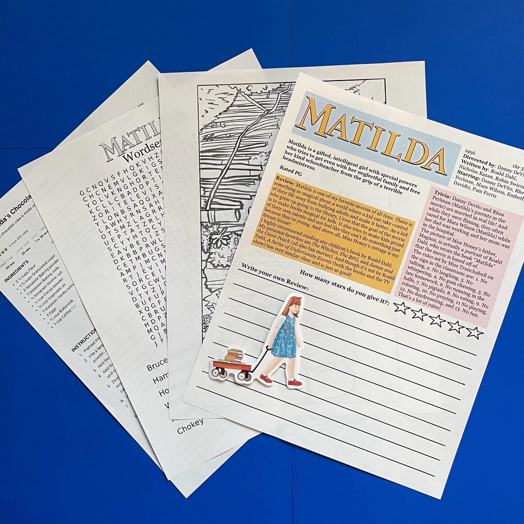Matilda Movie Sticker and Activity Set - Etsy