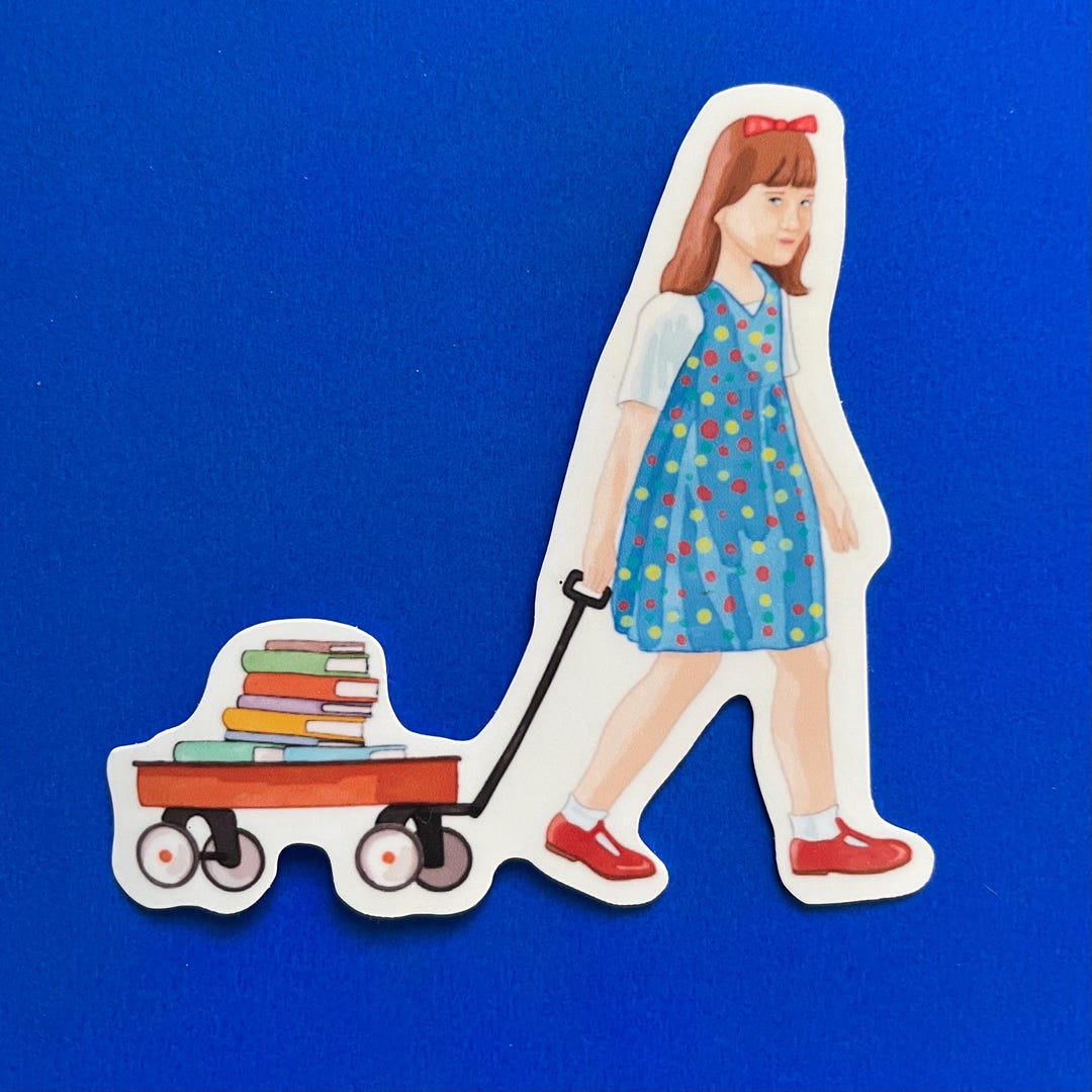 Matilda With Her Books Sticker - Etsy