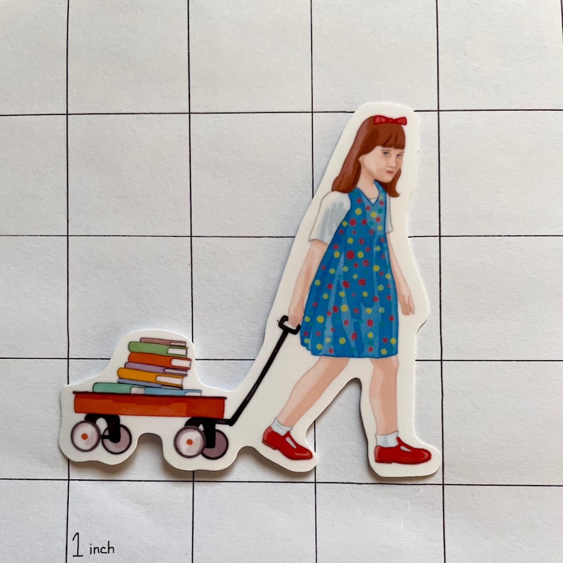 Matilda With Her Books Sticker - Etsy