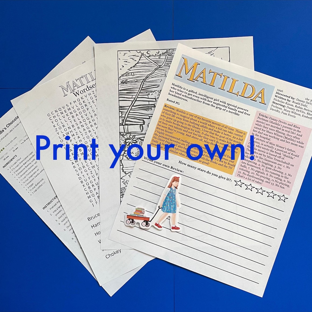 Matilda Movie Activity and Sticker Set Digital Files - Etsy