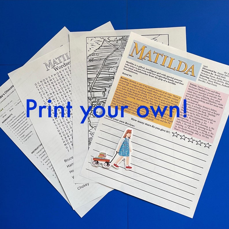 Matilda Movie Activity and Sticker Set Digital Files - Etsy