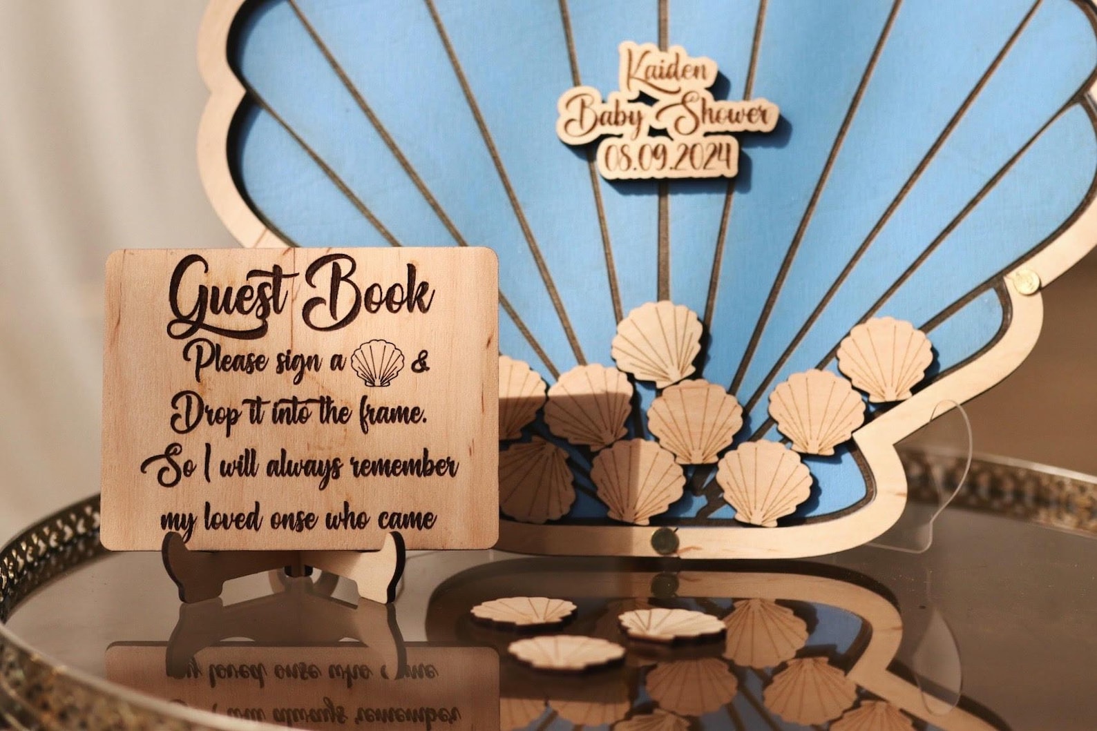 Sea Shell Baby Shower Guest Book Shell Drop Box Baby Shower Guest Book ...