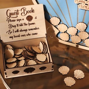 Sea Shell Baby Shower Guest Book Shell Drop Box Baby Shower Guest Book ...