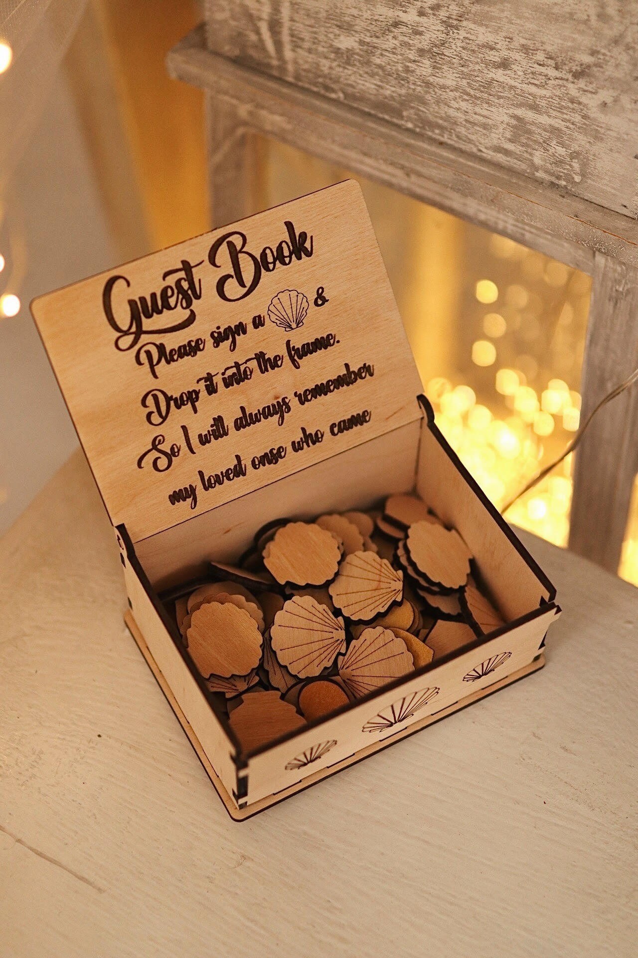 Sea Shell Drop Box Sea Shell Guest Book Tropical Guestbook Alternative ...