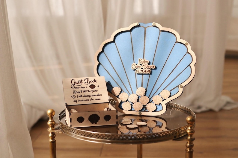 Sea Shell Baby Shower Guest Book Shell Drop Box Baby Shower Guest Book ...