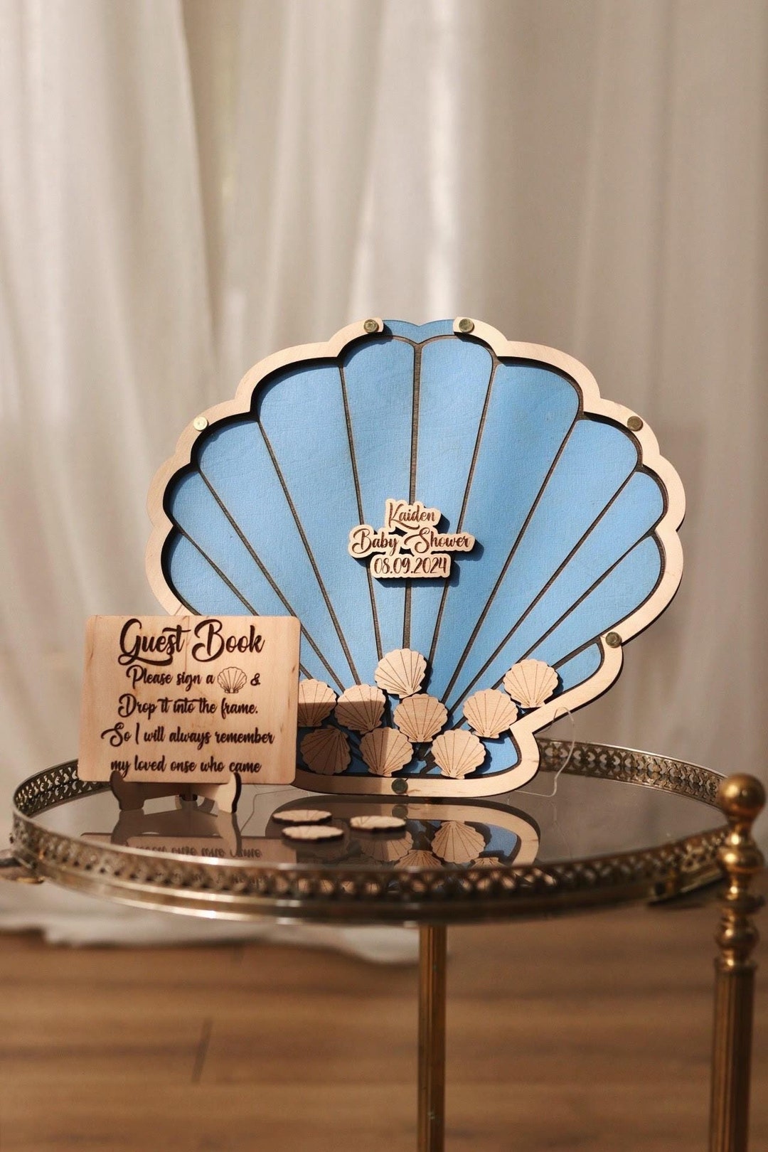 Sea Shell Baby Shower Guest Book Shell Drop Box Baby Shower Guest Book ...