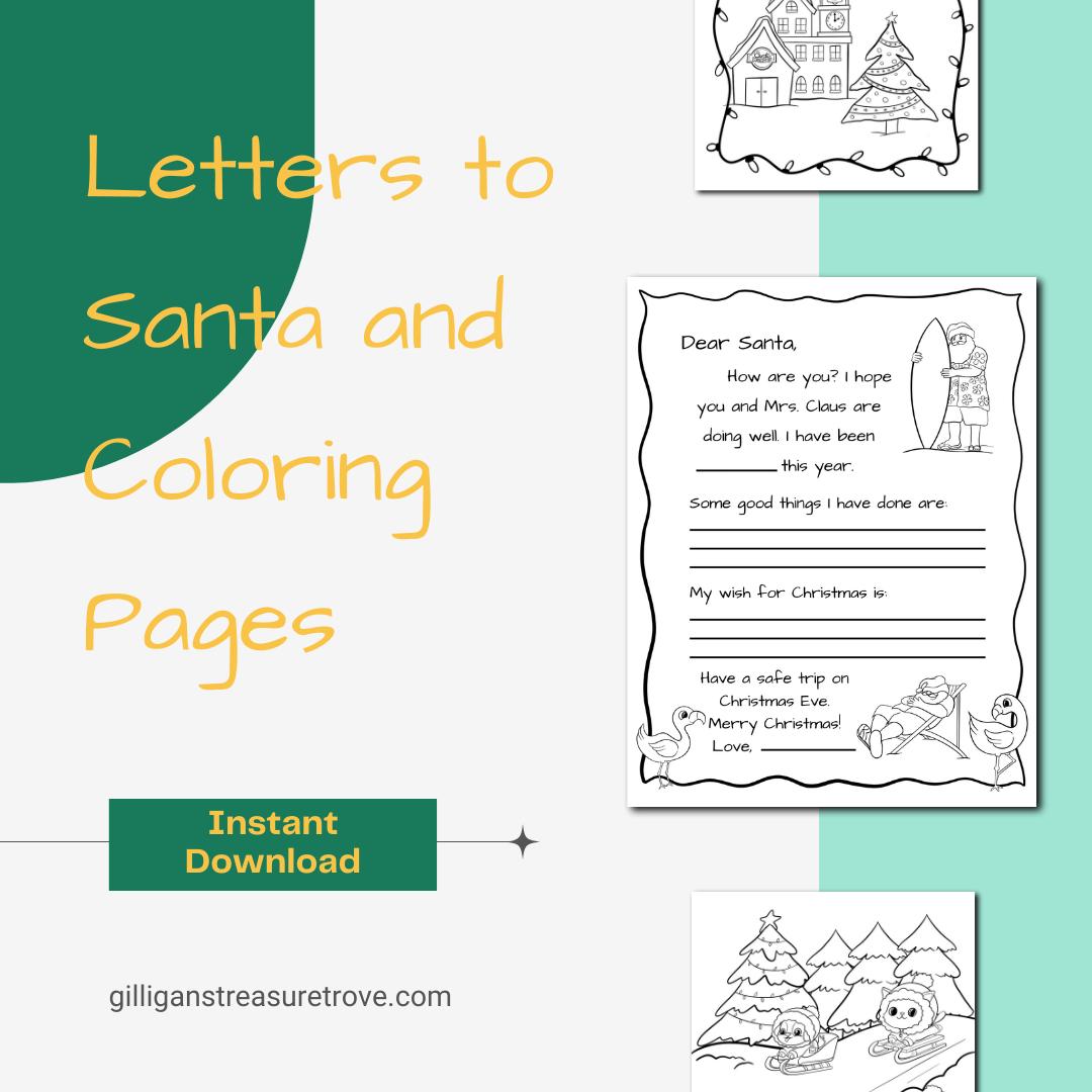 Letter to Santa Printable With Coloring Pages Christmas Activity for ...
