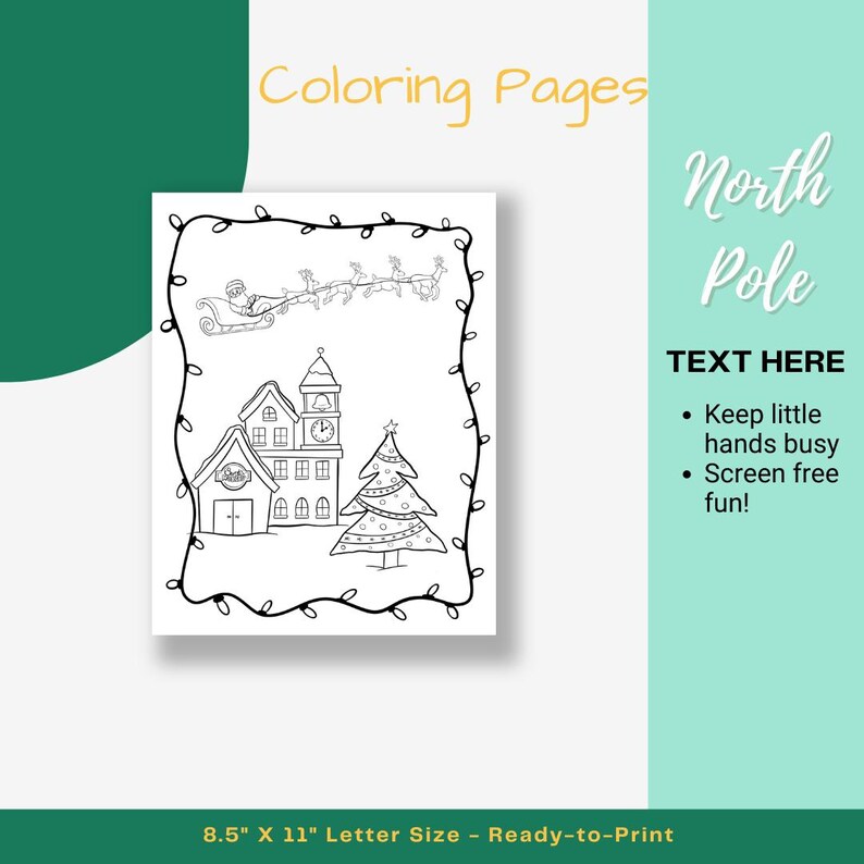 Letter to Santa Printable With Coloring Pages Christmas Activity for ...