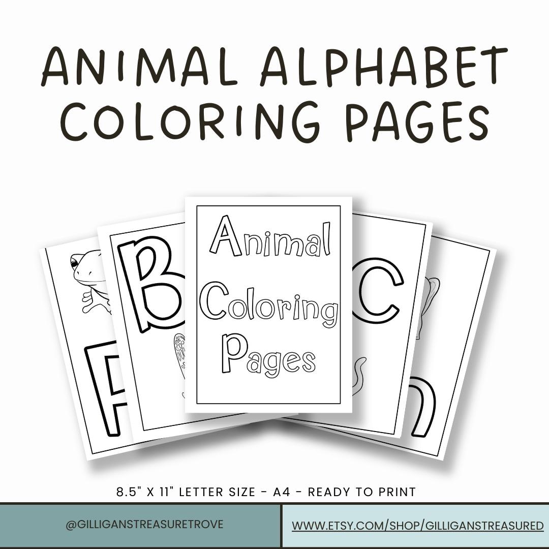 Animal Alphabet Coloring Pages A-Z: Fun ABC Learning (PDF Download) - Etsy