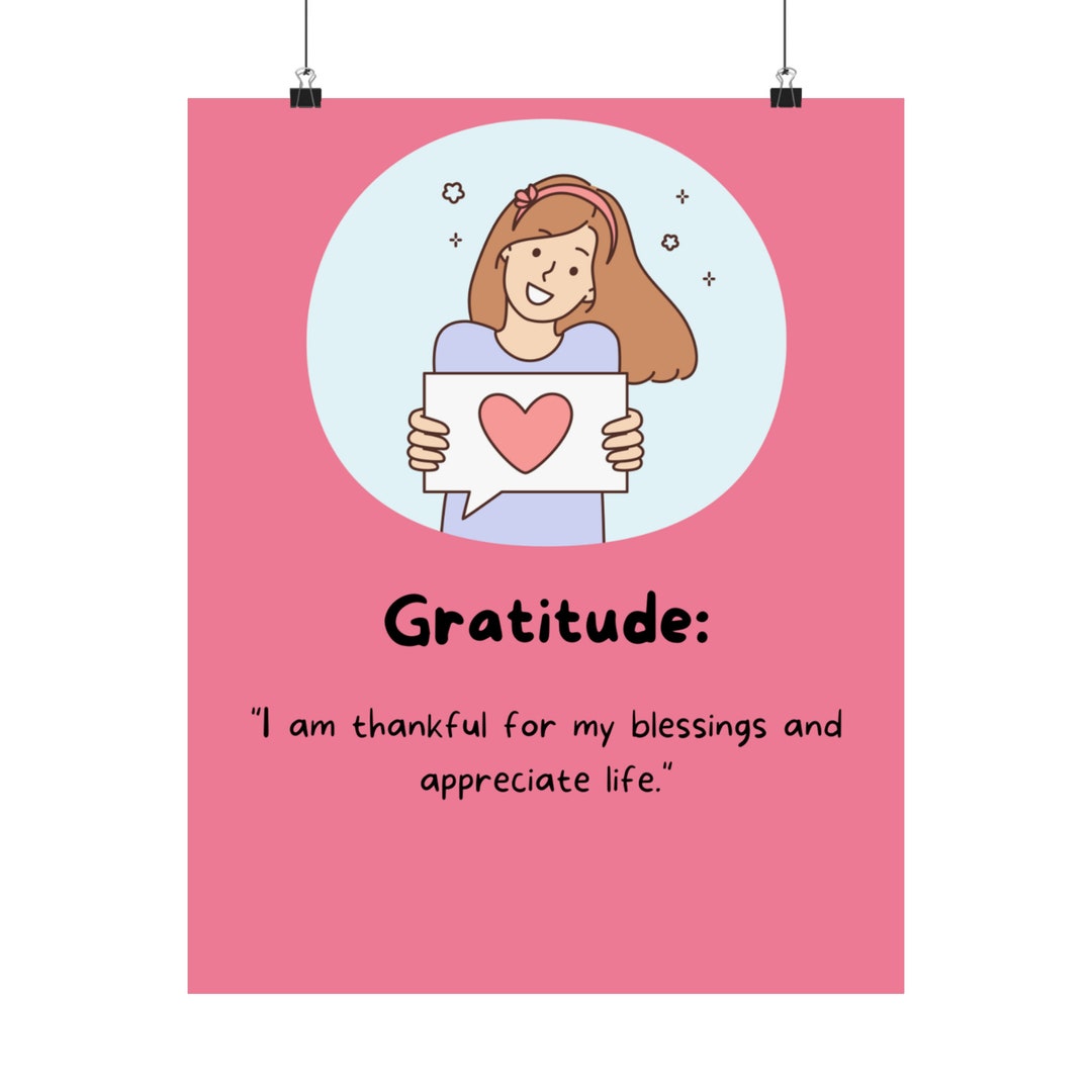 Printable Gratitude Affirmation Poster: Cultivate Thankfulness for ...