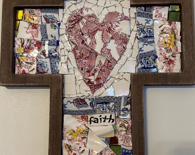 Beautiful Faith Mosaic Cross With Vintage Plates - Etsy