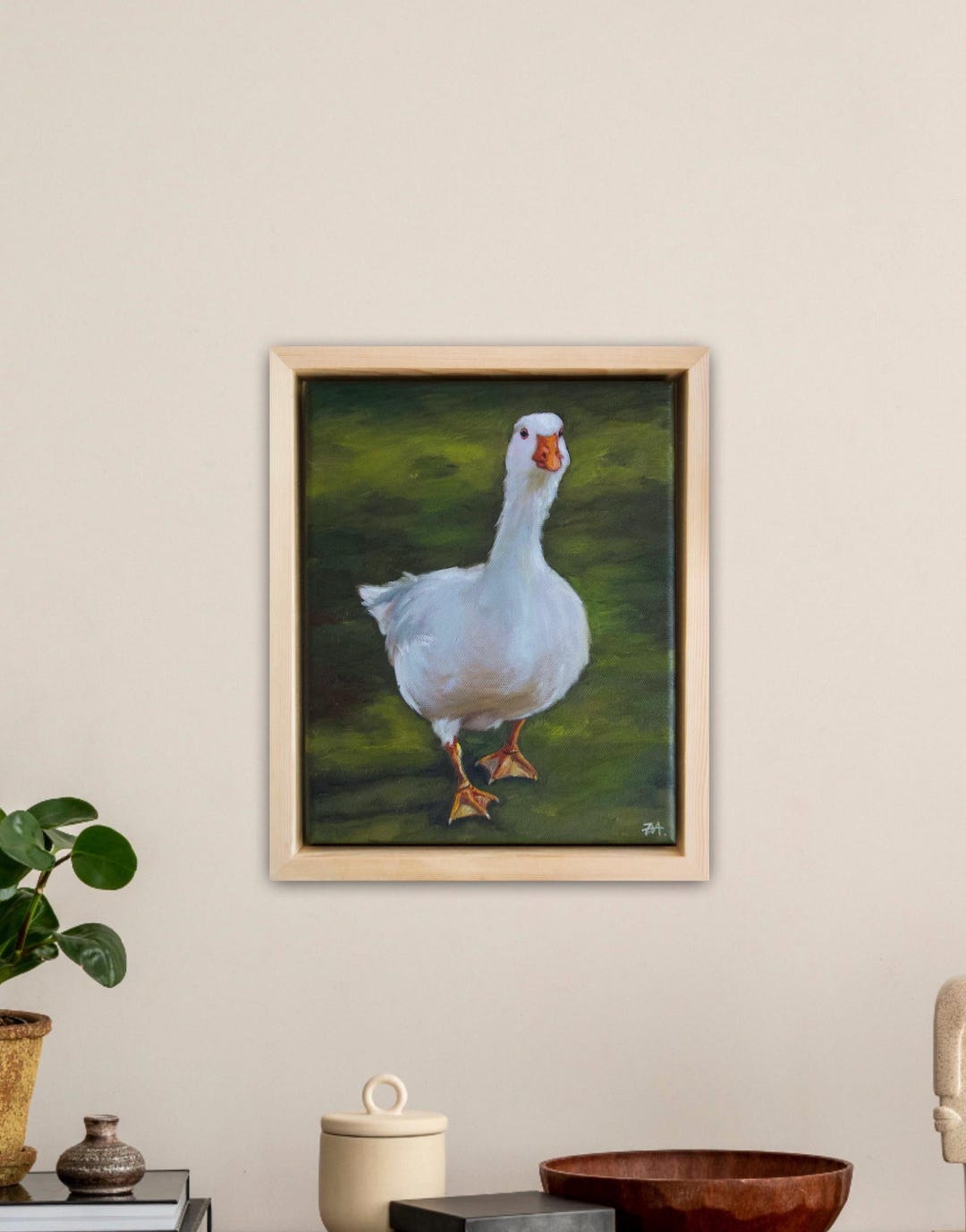 White Goose Painting.original Painting. Oil Painting. Evachenart. Fine ...