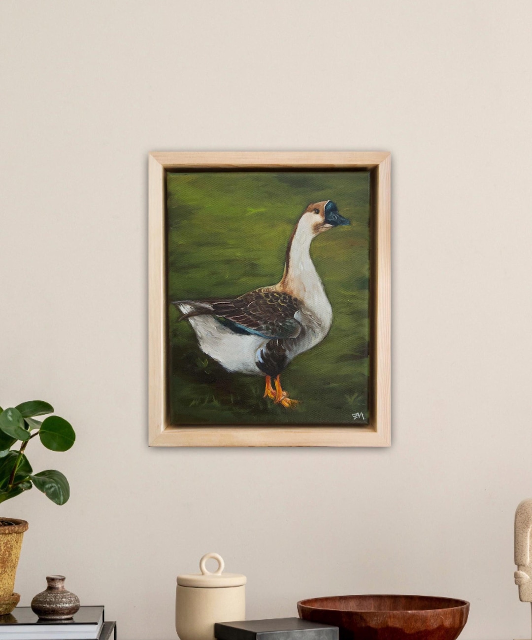 Original Goose Oil Painting on Canvas - Framed Animal Wall Art ...