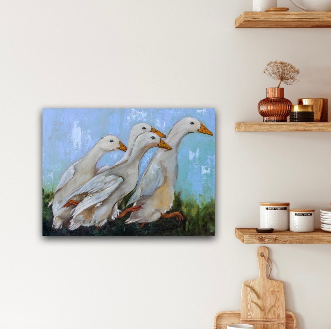 White Duck Painting.original Painting. Oil Painting.evachenart.fine Art ...