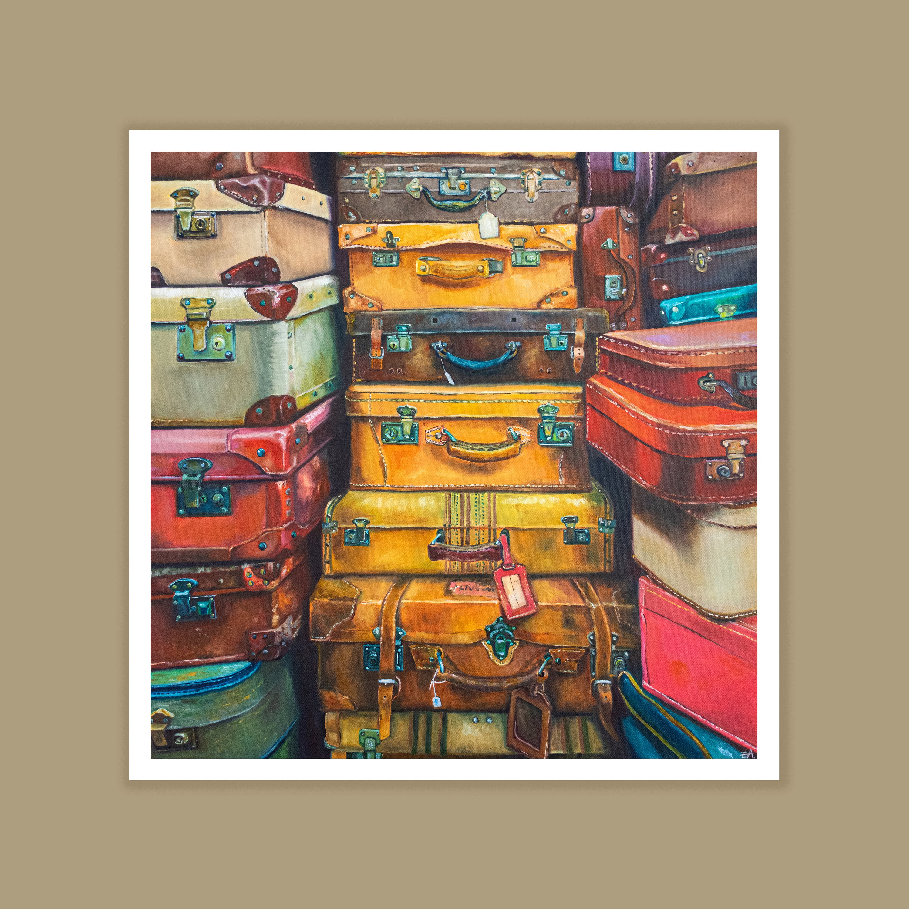 Vintage Suitcase Print, Suitcase Print, Wall Art Print. Original ...