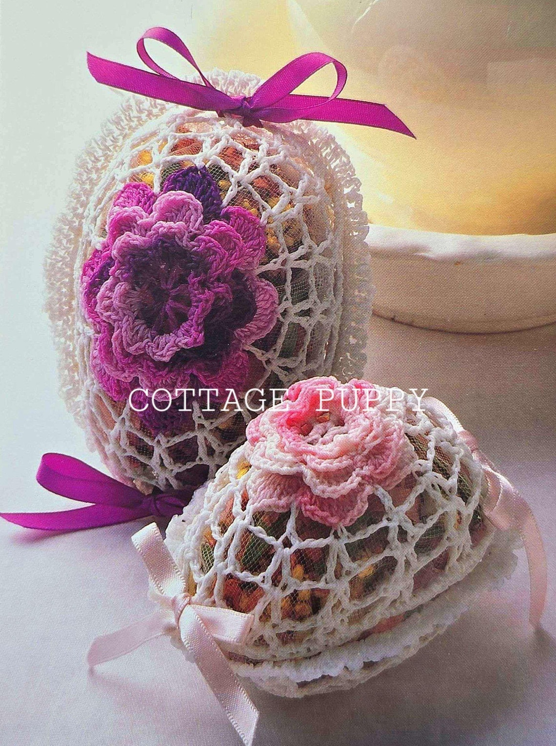 PDF CROCHET PATTERN: 1988 Rose Sachet for Potpourri Crochet Pattern ...