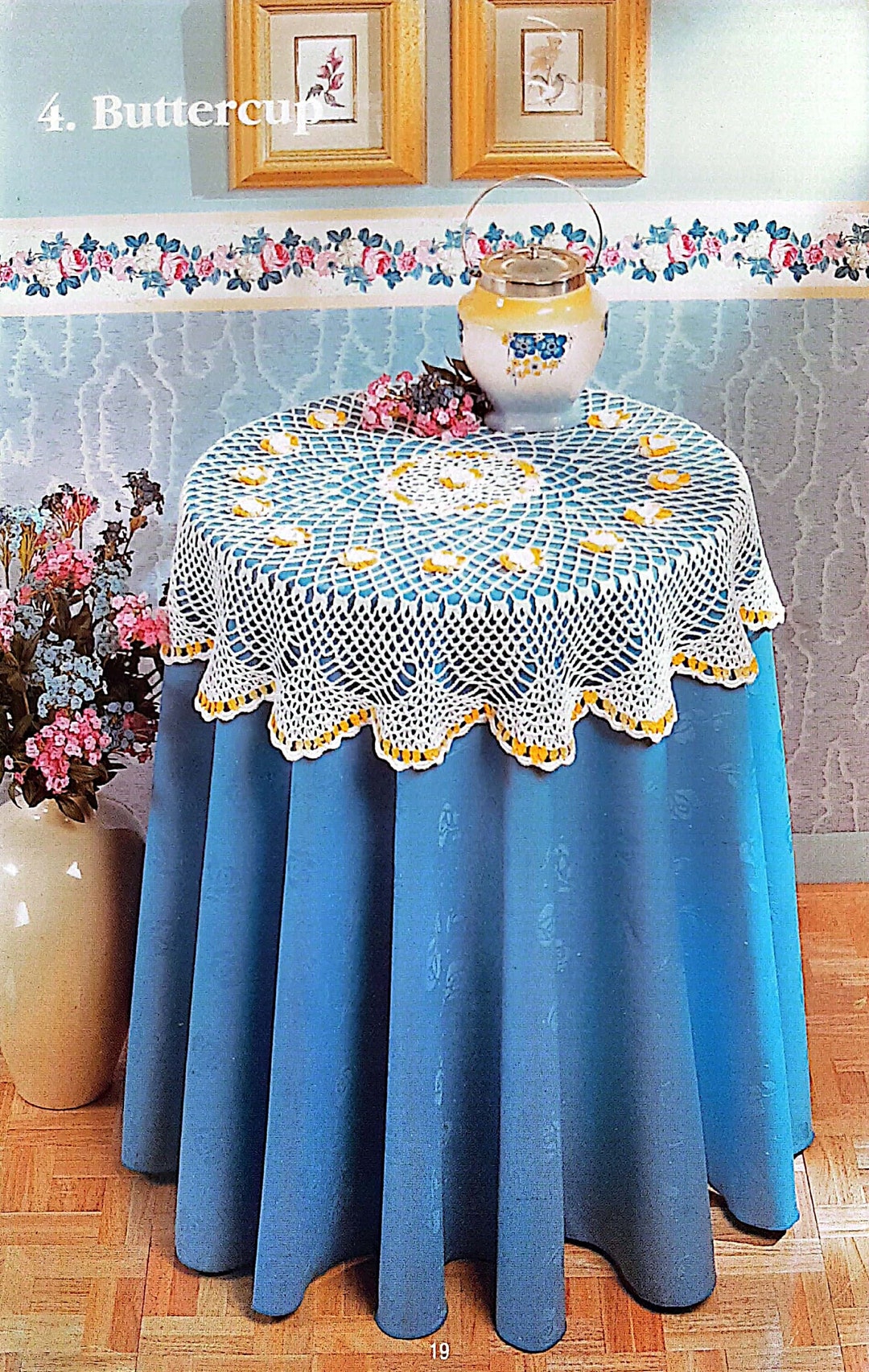 PDF CROCHET PATTERN: 1992 Buttercup Tablecloth Crochet Pattern, Flower ...