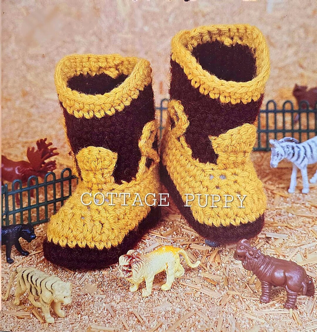 PDF CROCHET PATTERN: Vintage Buckaroo Cowboy Booties Crochet Pattern ...