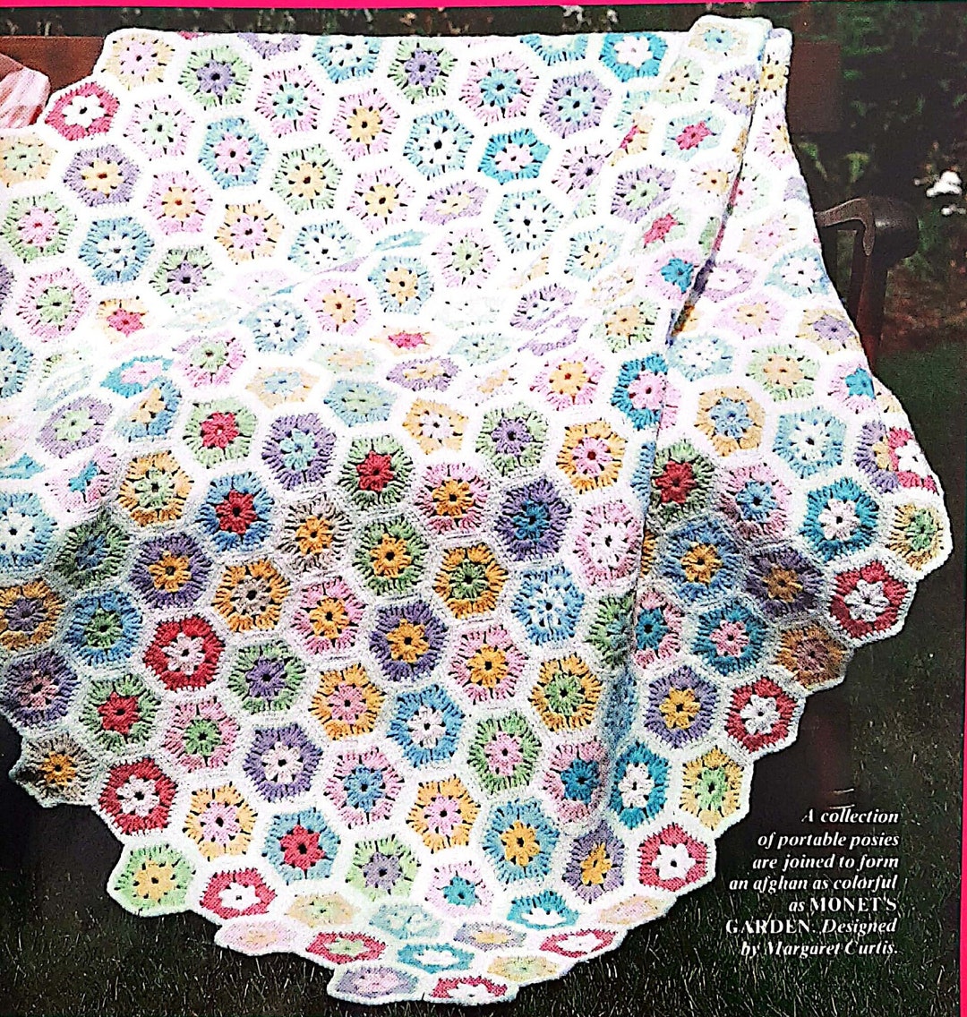 PDF CROCHET: Monet's Garden Afghan Crochet Pattern, Vintage Crochet ...
