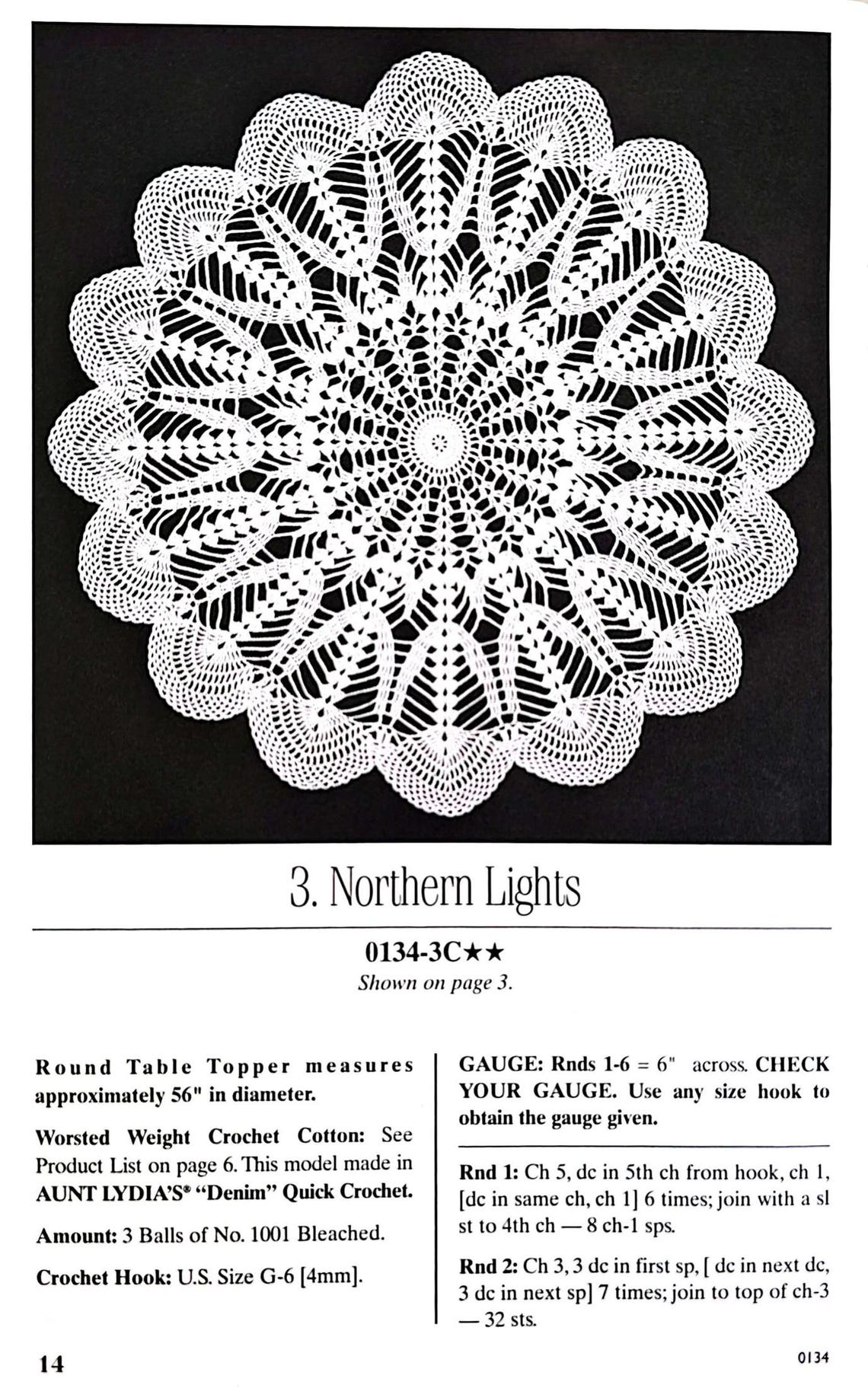 PDF CROCHET PATTERN: 2001 Northern Lights Tablecloth Crochet Pattern ...