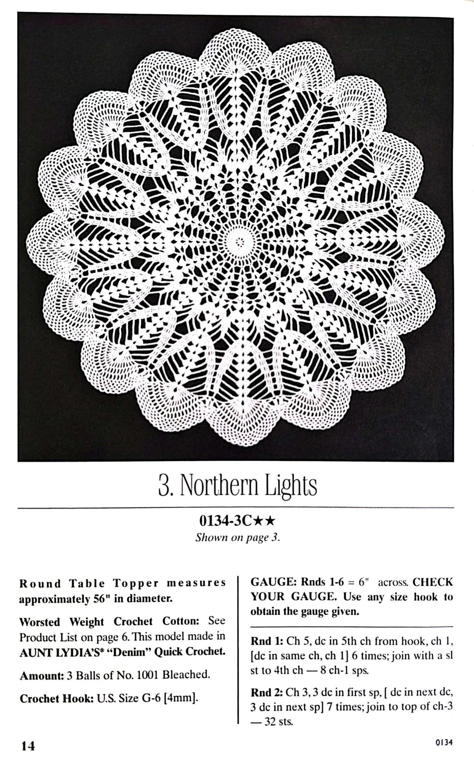 PDF CROCHET PATTERN: 2001 Northern Lights Tablecloth Crochet Pattern ...