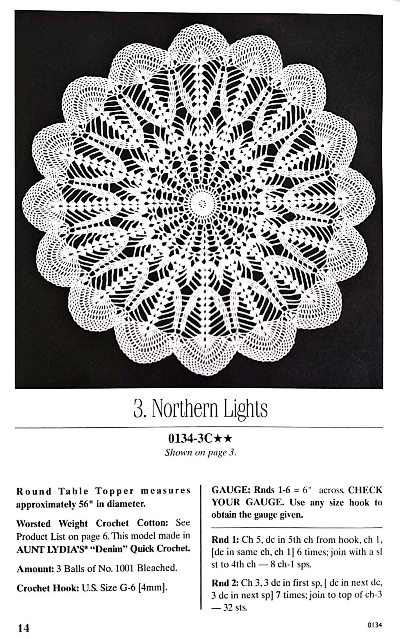 PDF CROCHET PATTERN: 2001 Northern Lights Tablecloth Crochet Pattern ...
