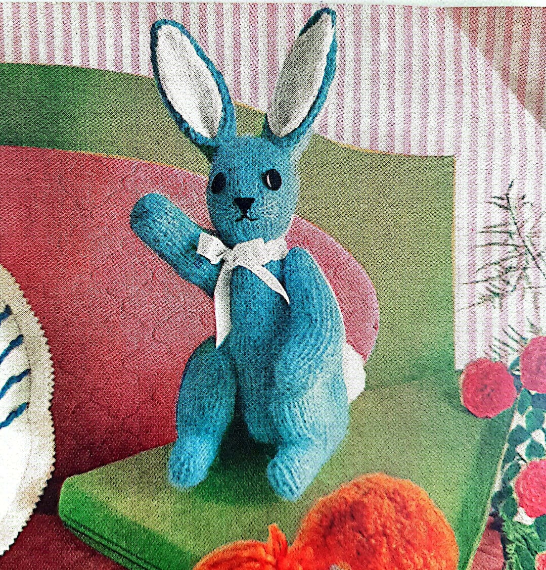 PDF KNIT PATTERN: 1964 Mohair Rabbit Knit Pattern, Knitted Rabbit ...