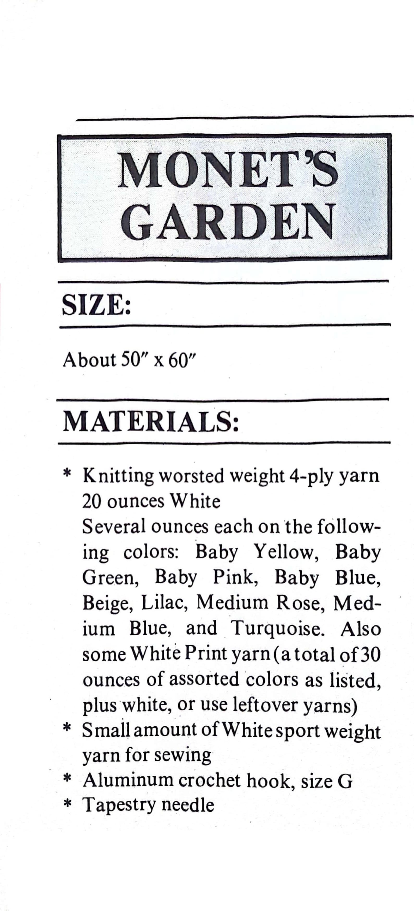 PDF CROCHET: Monet's Garden Afghan Crochet Pattern, Vintage Crochet ...