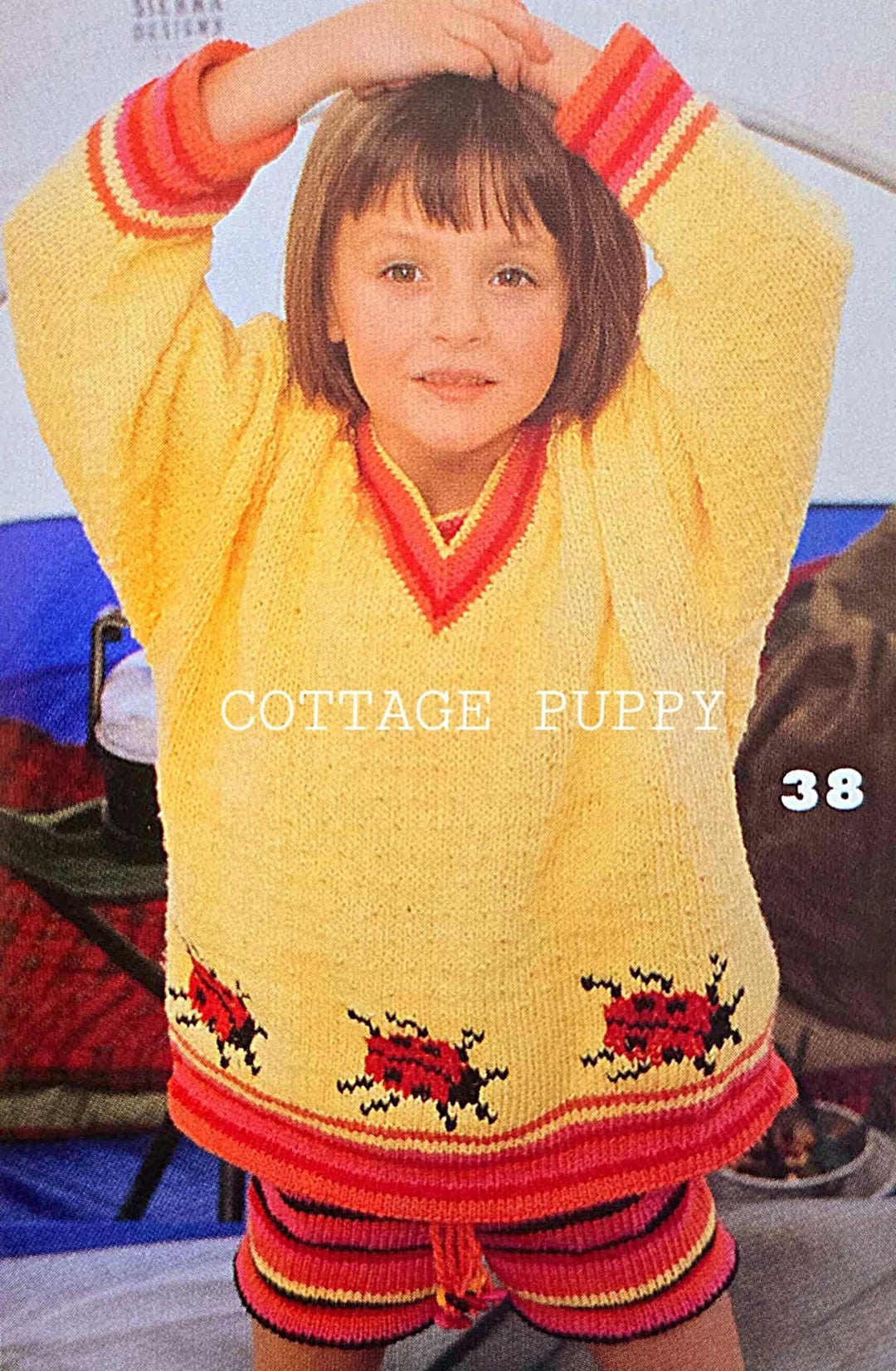 PDF KNIT PATTERN: Vintage Kid's Ladybug Sweater Knit Pattern, Kid's ...