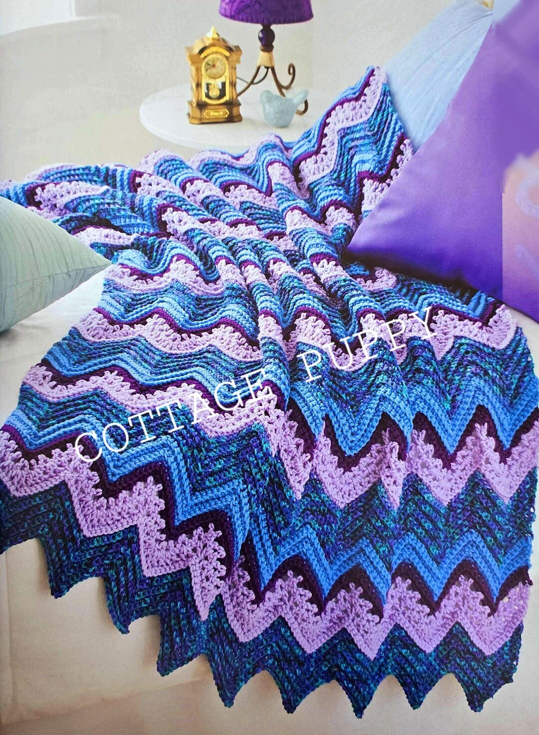PDF CROCHET PATTERN: Rippling Waves Afghan Crochet Pattern, Vintage ...