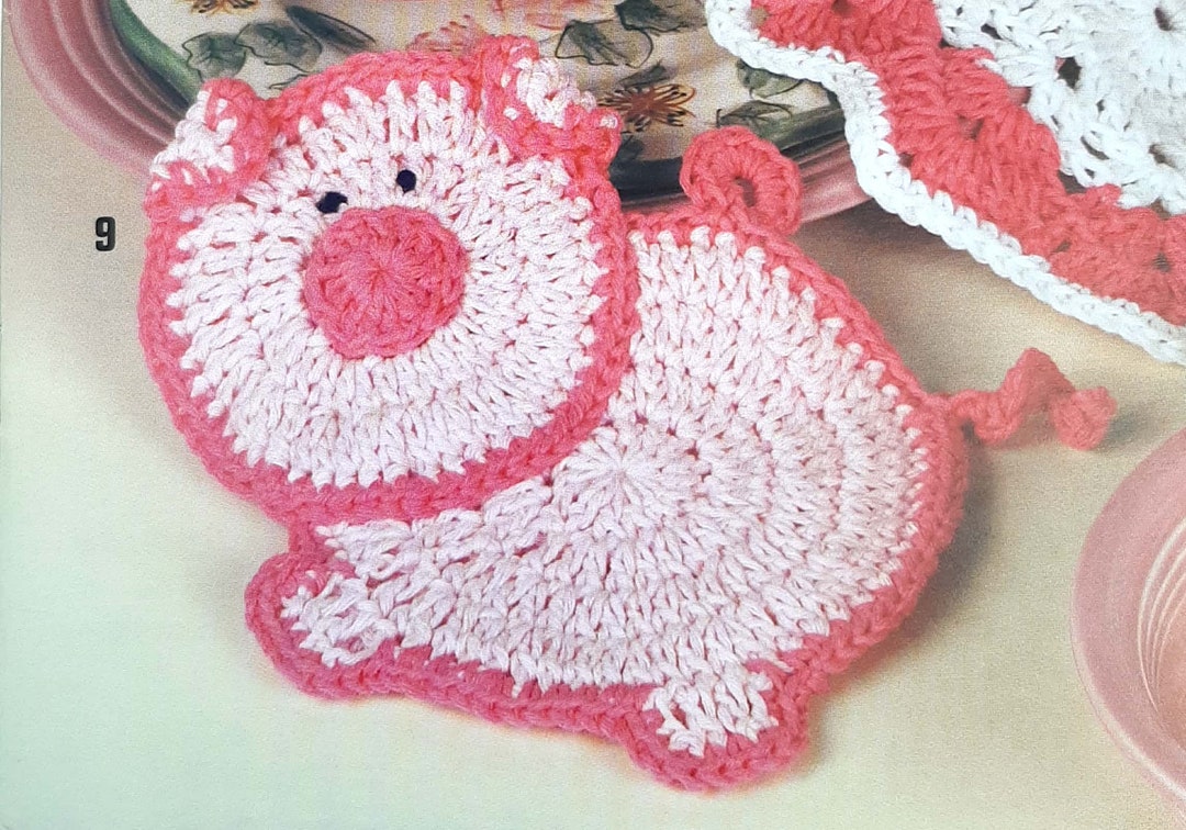 PDF CROCHET PATTERN: 2004 Pig Potholder Crochet Pattern, Vintage ...