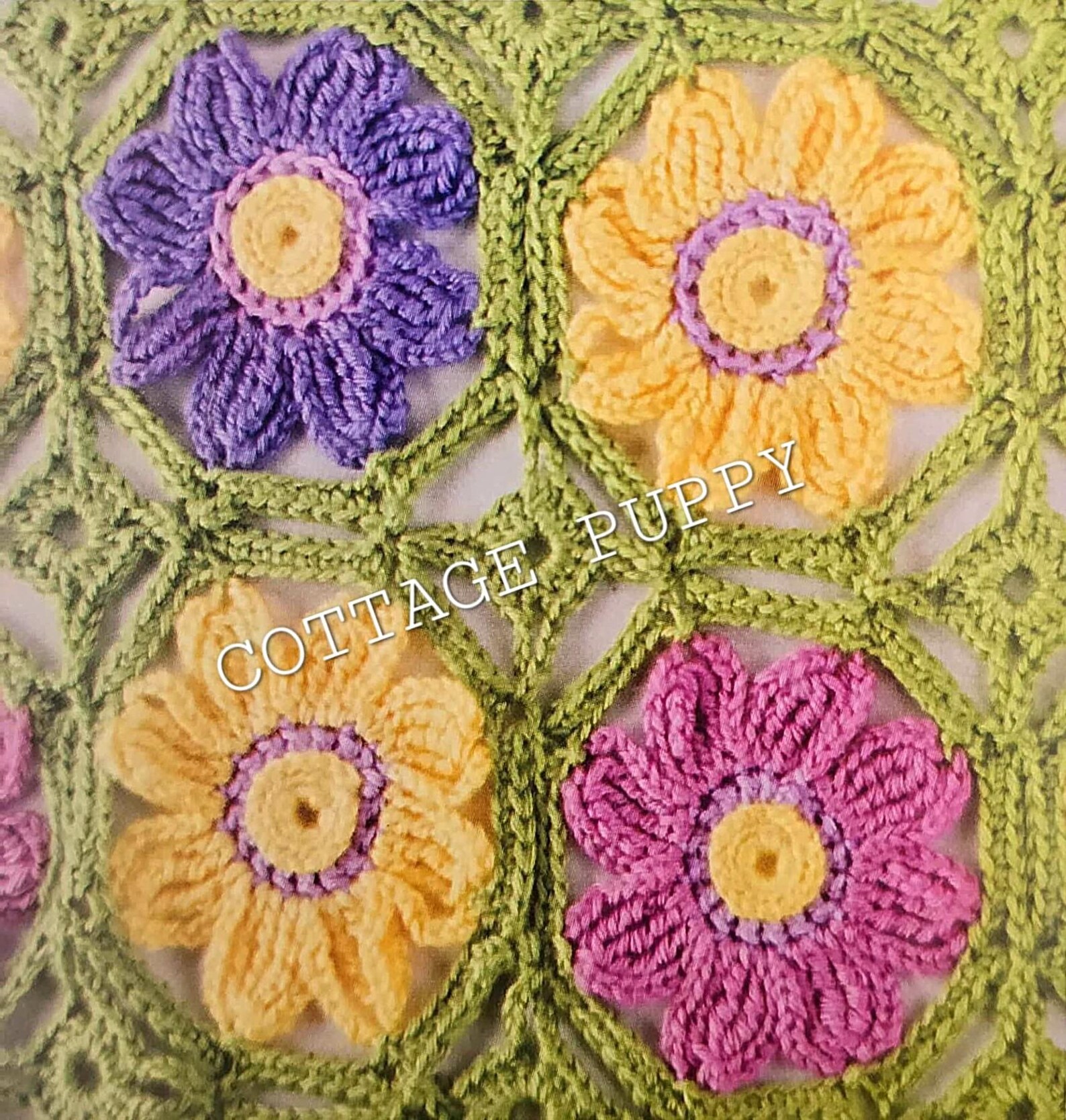 PDF CROCHET PATTERN: Cosmo Flowers Blanket Crochet Pattern, Vintage ...