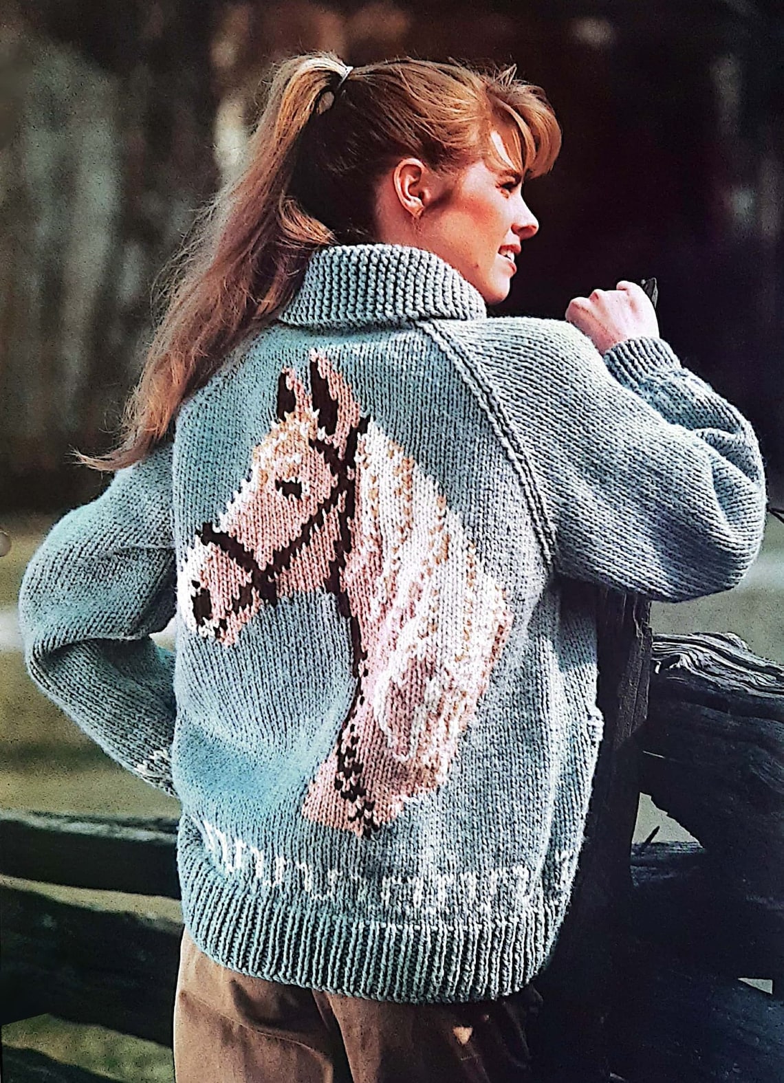 PDF KNIT PATTERN: 1990 Horse Jacket Knitting Pattern, Women's Fashion ...