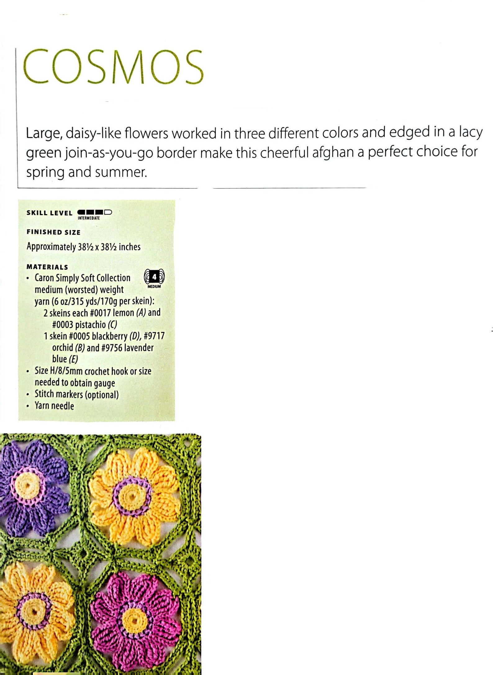 PDF CROCHET PATTERN: Cosmo Flowers Blanket Crochet Pattern, Vintage ...