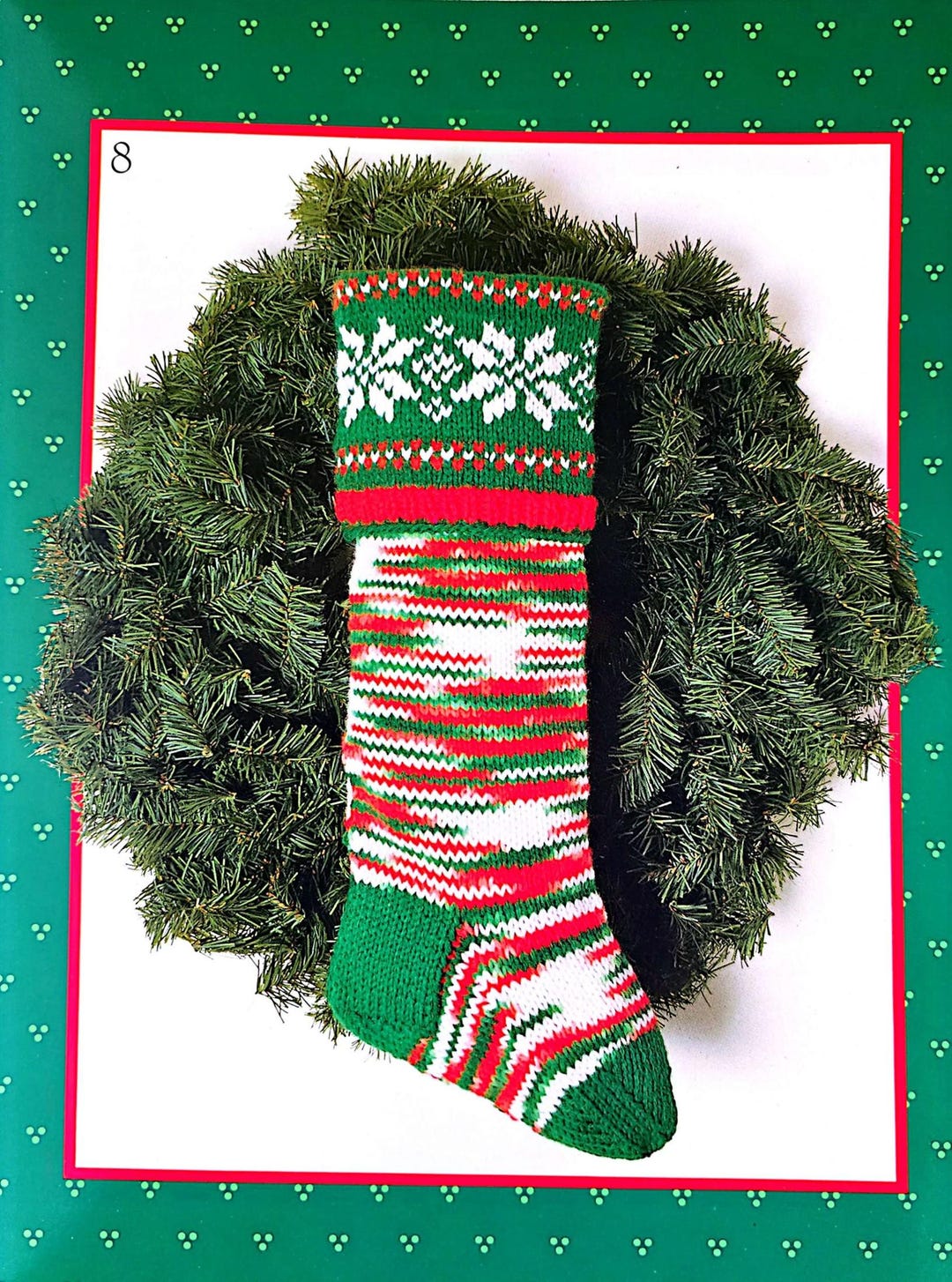 PDF KNIT PATTERN: Vintage Christmas Stocking Knit Pattern, Vintage Knit ...