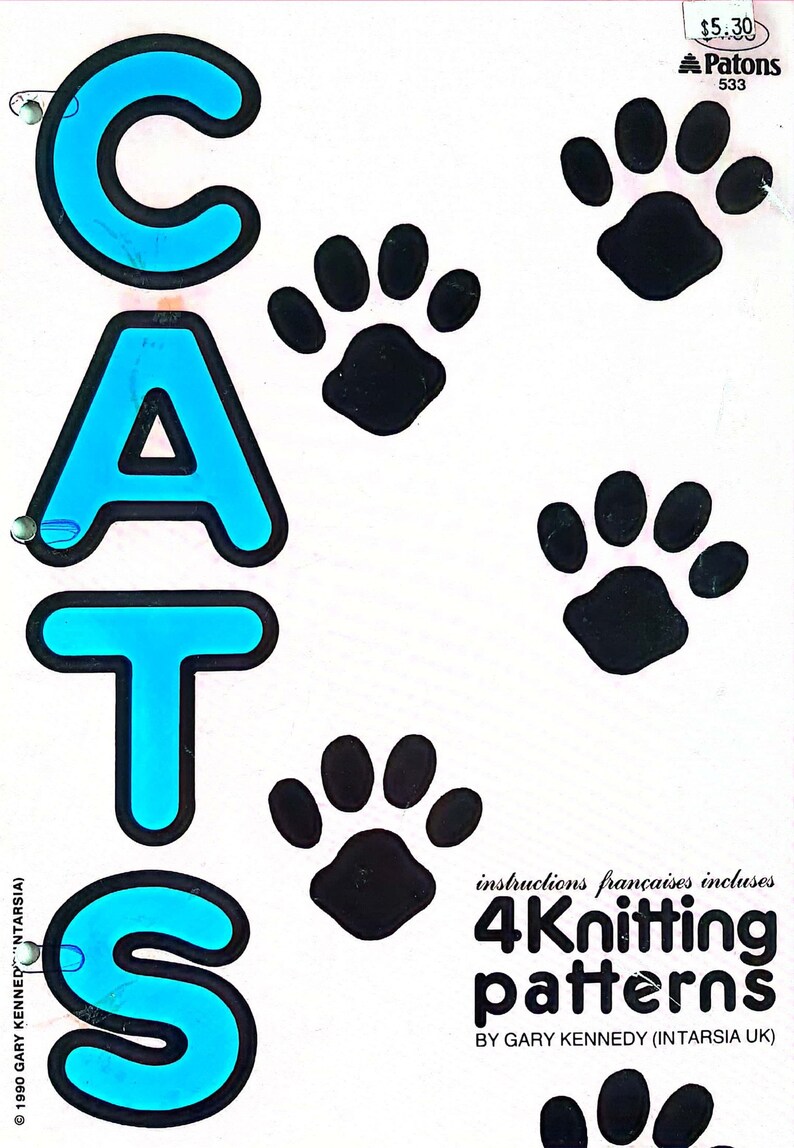 PDF KNIT PATTERN: 1990 4 Cat Sweaters Crochet Pattern, Cat Knitting ...