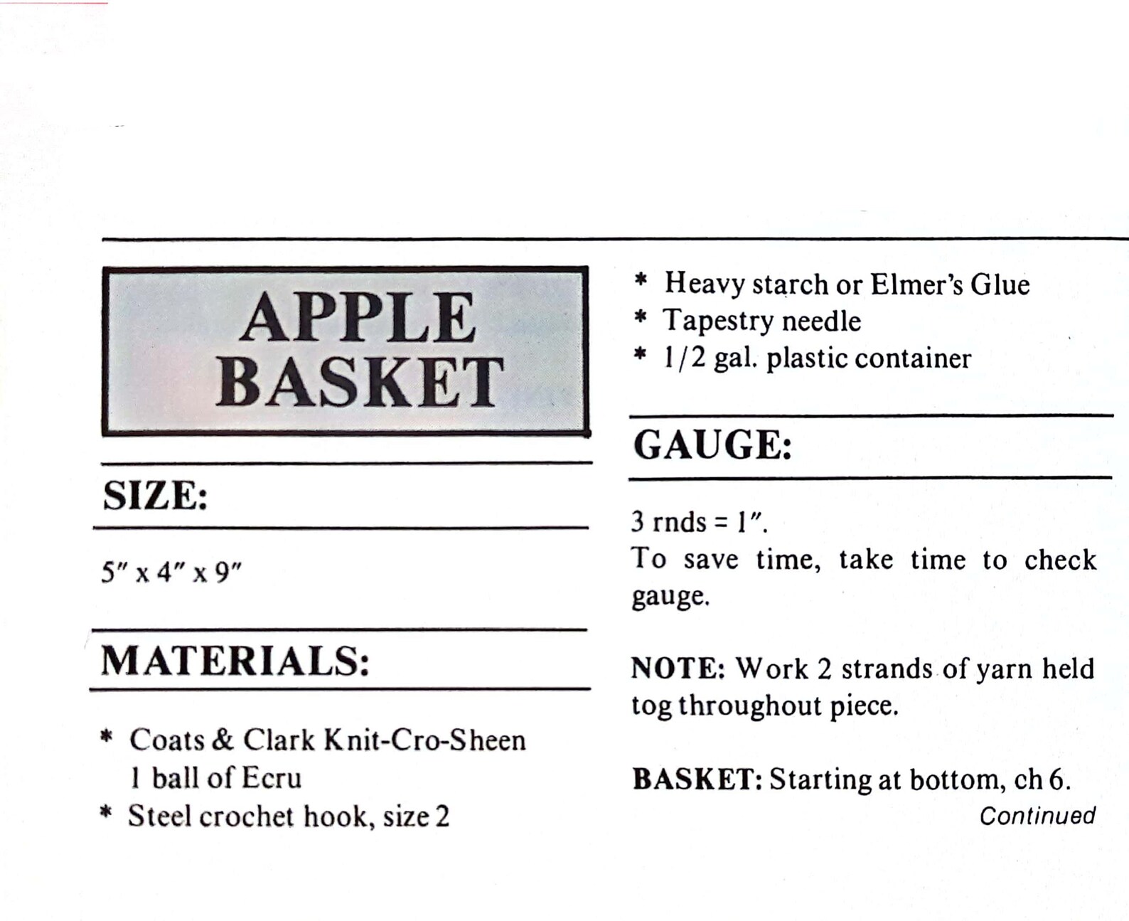 PDF CROCHET PATTERN: 1991 Apple Basket Crochet Pattern, Vintage Crochet ...