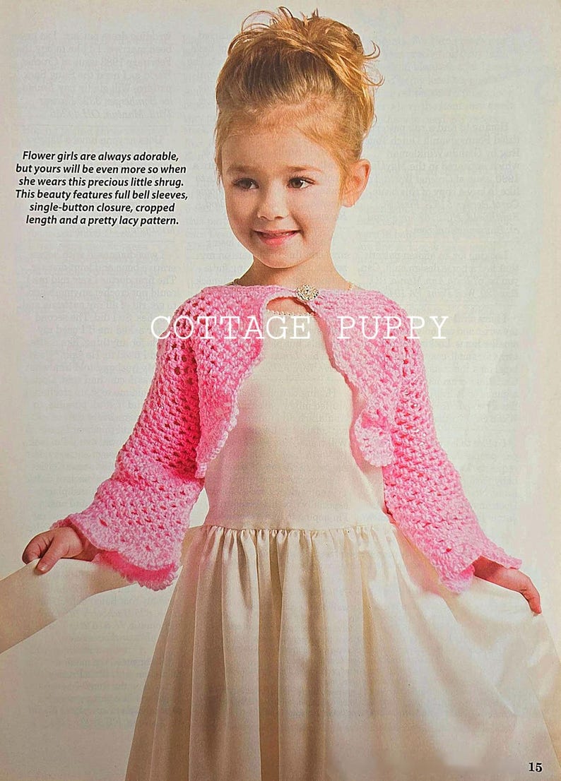 PDF CROCHET PATTERN: Shrug for Girls Crochet Pattern, Sweater for Kids ...