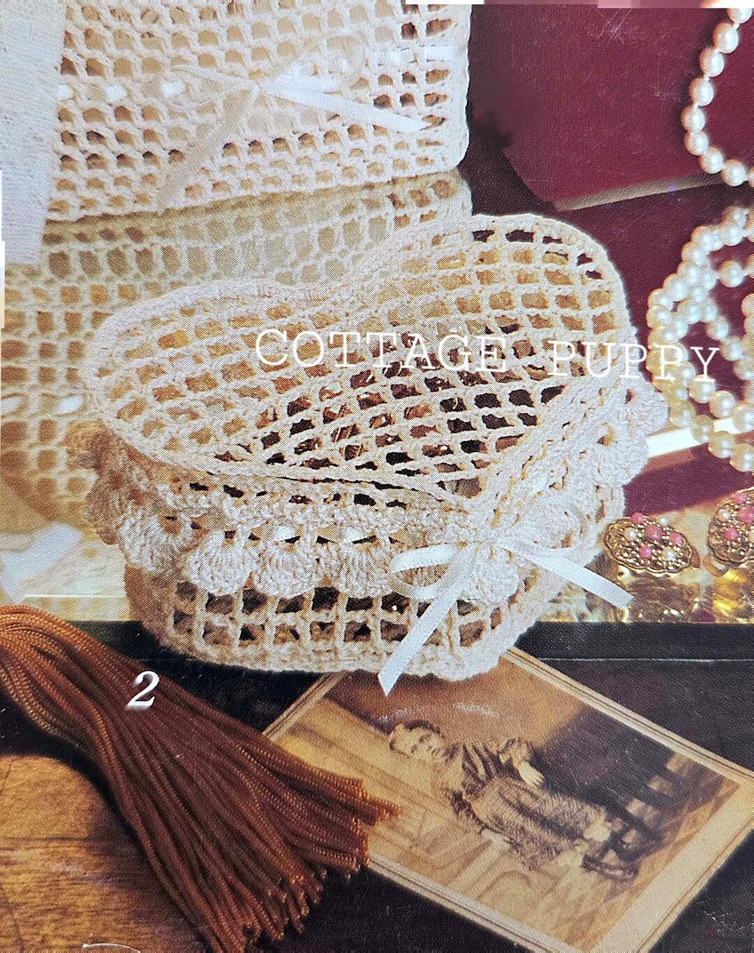 PDF CROCHET PATTERN: 1990 Filet Heart Box Crochet Pattern, Vintage ...