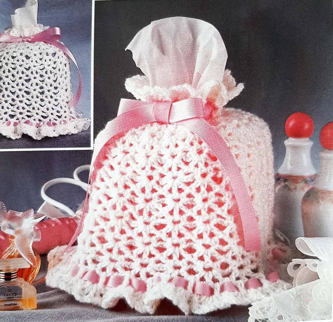 PDF CROCHET PATTERN: 1992 Ribbons & Lace Tissue Box Cover Crochet ...