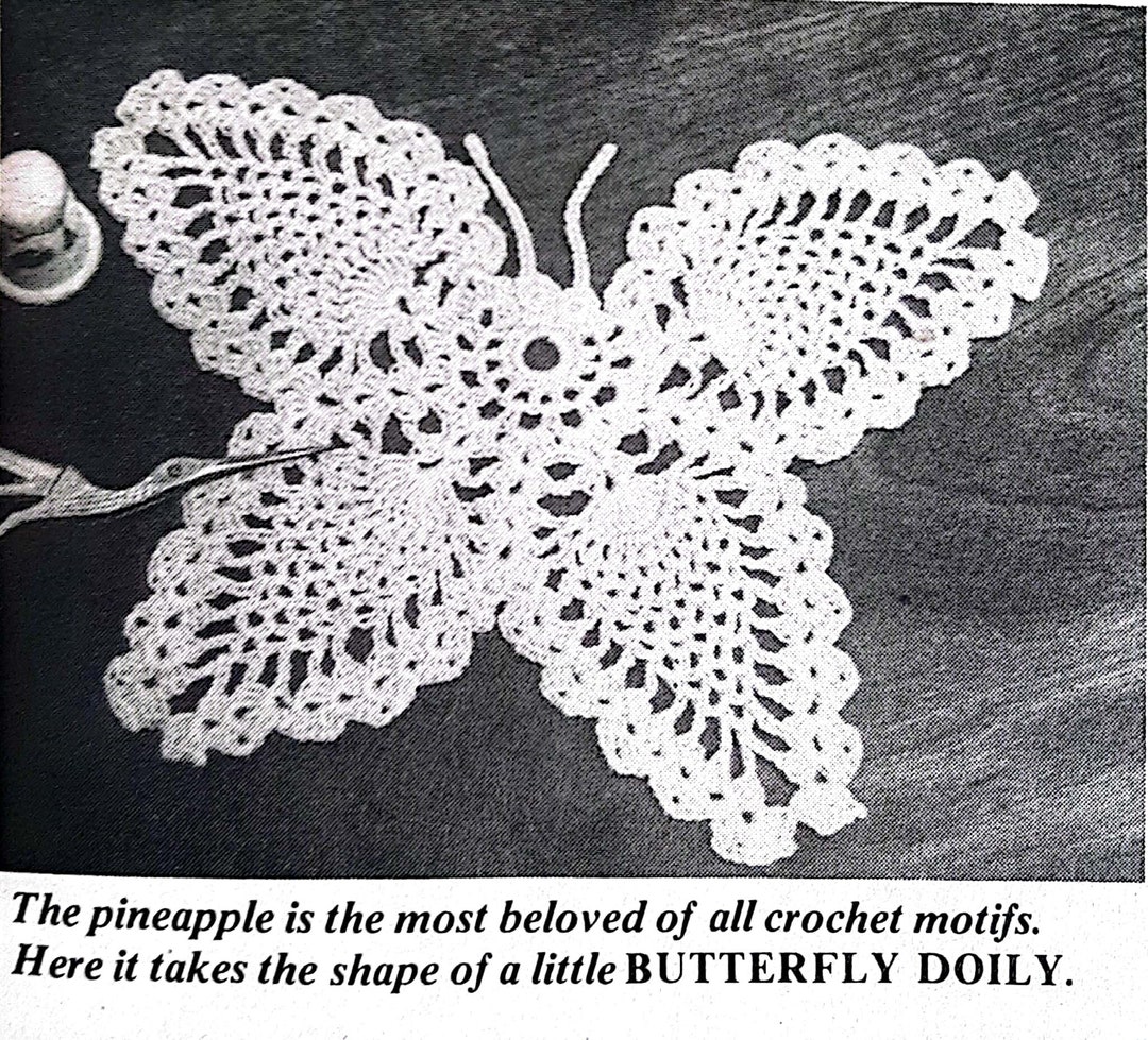 PDF CROCHET PATTERN: 1991 Butterfly Doily Crohet Pattern, Vintage ...