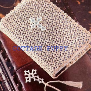 PDF CROCHET PATTERN: Vintage Lovely Bible Cover Crochet Pattern, Cross ...